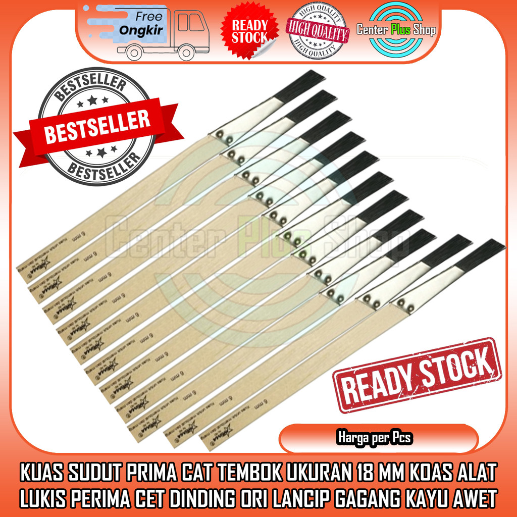 Jual Prima Kuas Sudut Pegangan Gagang Kayu Garis Lukis Cat Tembok 6Mm ...
