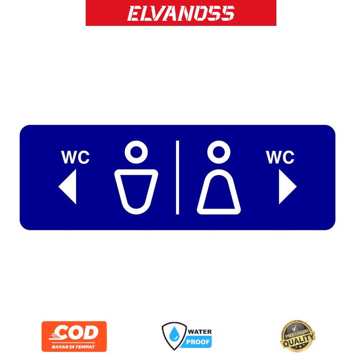 Jual STIKER RAMBU PLANG TOILET WC BIRU 30CM X 10CM FREE CUSTOM DESAIN ...
