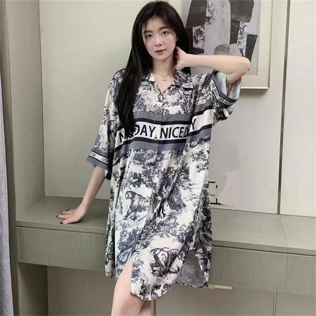 Jual 2023 Baju tidur sutra sifon sutra mewah bunga gaun tidur wanita ...