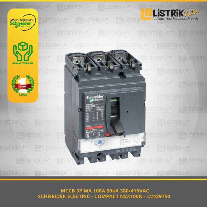Jual MCCB SCHNEIDER NSX NSX100N MA 100A 3P3D - LV429750 | Shopee Indonesia