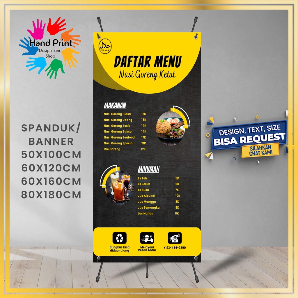 Jual SPANDUK / BANNER Menu Nasi Goreng Sosis Udang Dan Minuman Es ...