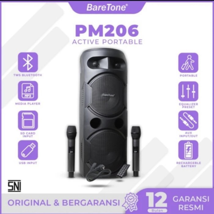 Jual Speaker Portable Baretone Pm206 Wireless Original Usb Bluetooth Mp3 Pm 206 ( Bayar Ditempat ...