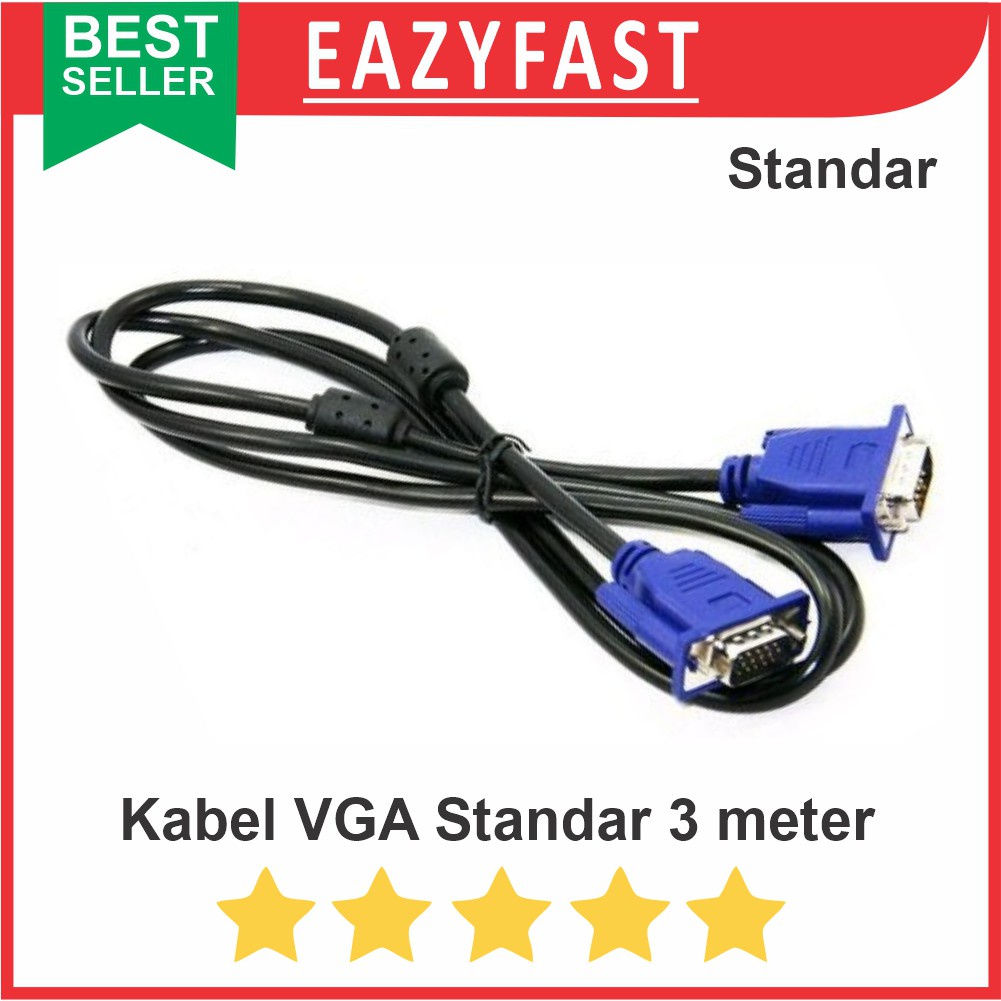 Jual Kabel VGA Cable 3m 3 meter D-SUB DB15 DA-15 Display Monitor LCD | Shopee Indonesia
