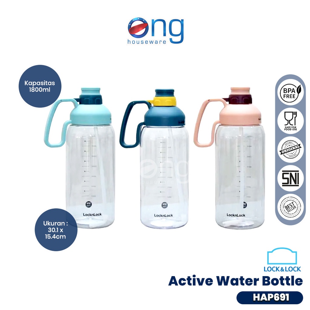 Jual Botol Air Minum Sedotan Big Active Water Bottle 1800ml HAP691 HAP ...