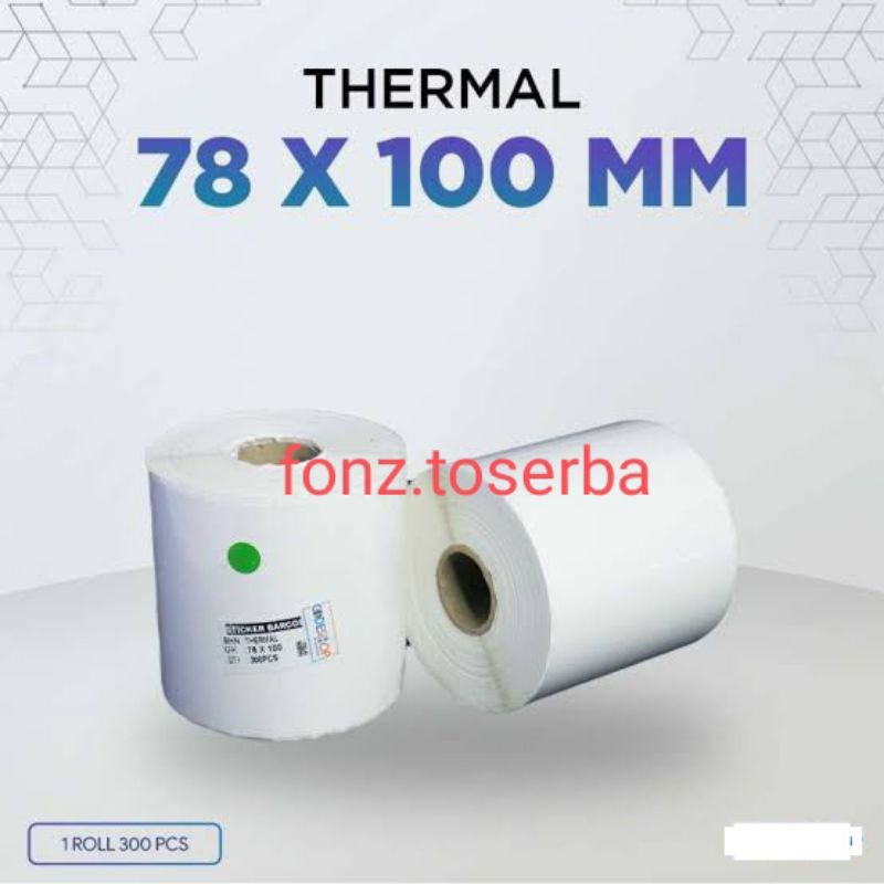Jual sticker thermal stiker label thermal 78x100 300pcs roll barcode ...
