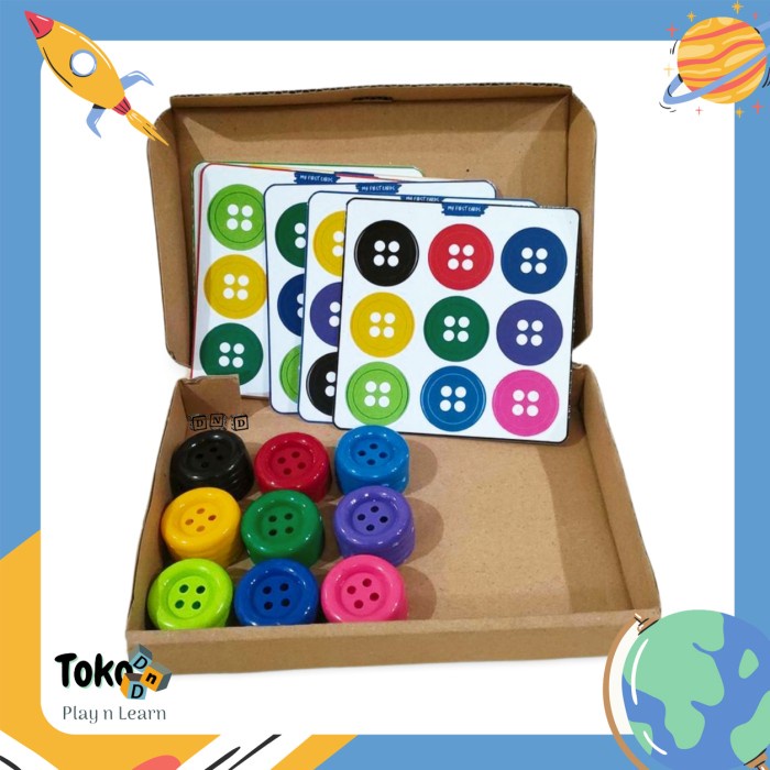 Jual Mainan Edukasi Anak Montessori Mencocokan Warna Pola Kancing What ...