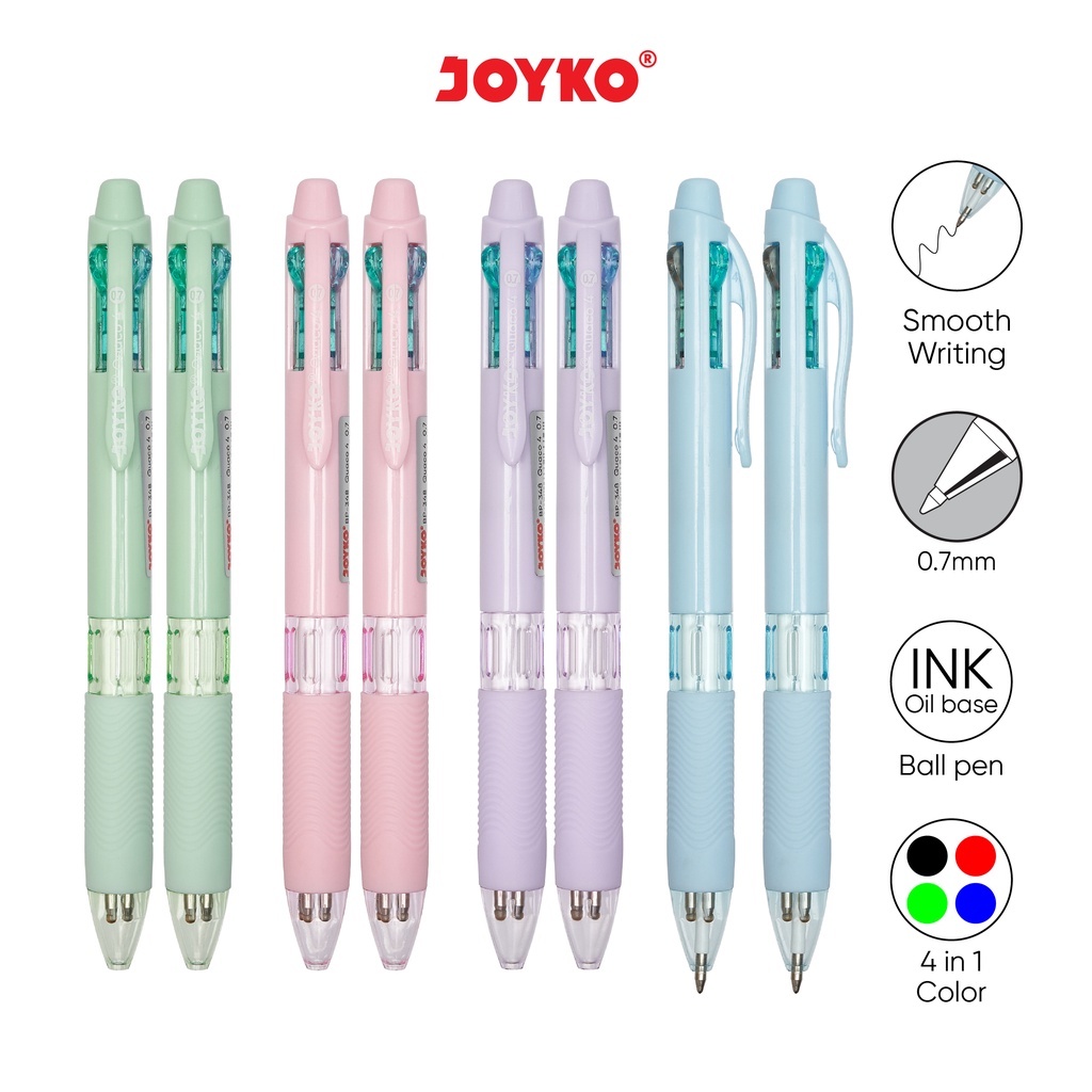 Jual Pulpen 4 Warna Joyko Bp 348 Quaco Pastel Pena Pulpen Warna Warni Satuan Shesb Shopee