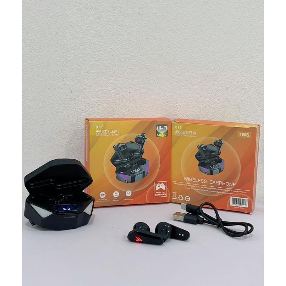 Jual Gaming TWS Bluetooth Headset Hifi Stereo Wireless Earphone - X15 ...