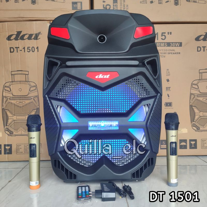 Jual Speaker Portable 15 inch DAT DT 1501 Free 2 Mic Wireless 897Q ...