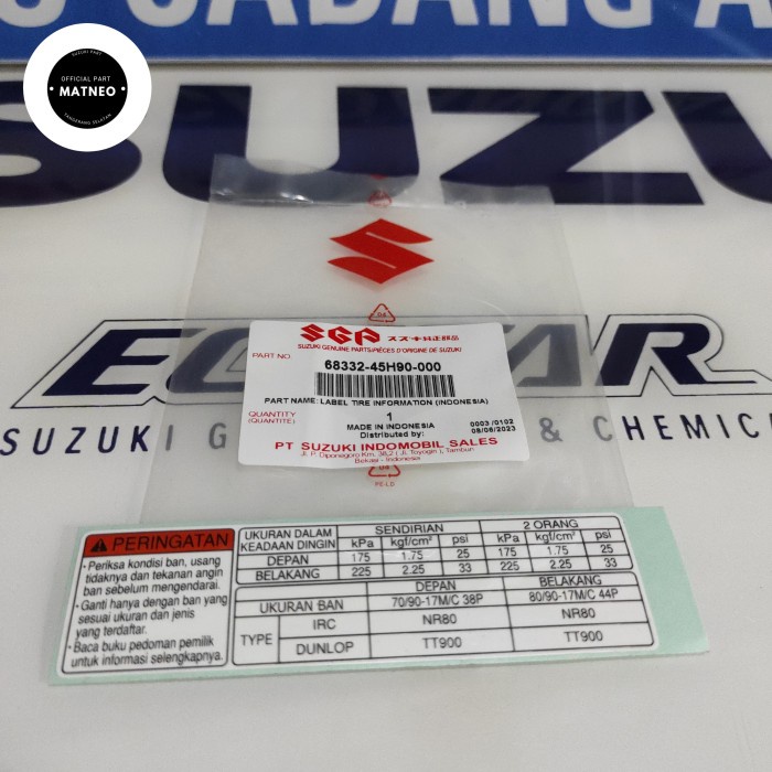 Jual stiker label warning tekanan ukuran ban smash Arashi satria 2 tak ...