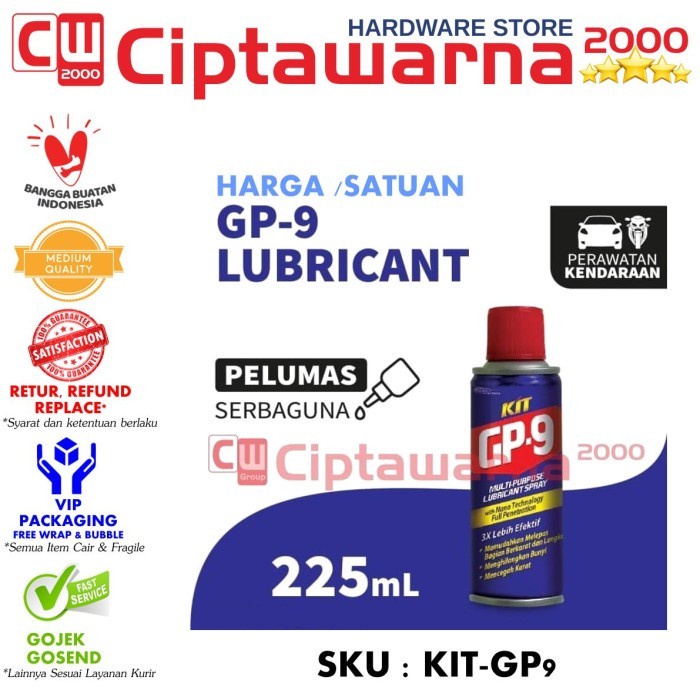Jual Pelumas Kit GP-9 Multi-Purpose Lubricant Spray Serbaguna 225 ml ...