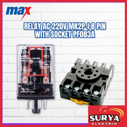 Jual Relay MAX MK2P-I AC 220V 28VDC 10A Socket / Soket 8 PIN PF083A | Shopee Indonesia