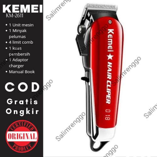 Jual Alat Cukur Rambut Kemei- km 2611 Professional Barber Hair Clipper Rechargeable | Shopee ...