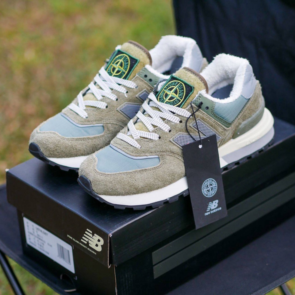Jual New Balance 574 Stone Island Legacy Steal Blue | Sepatu Olahraga ...