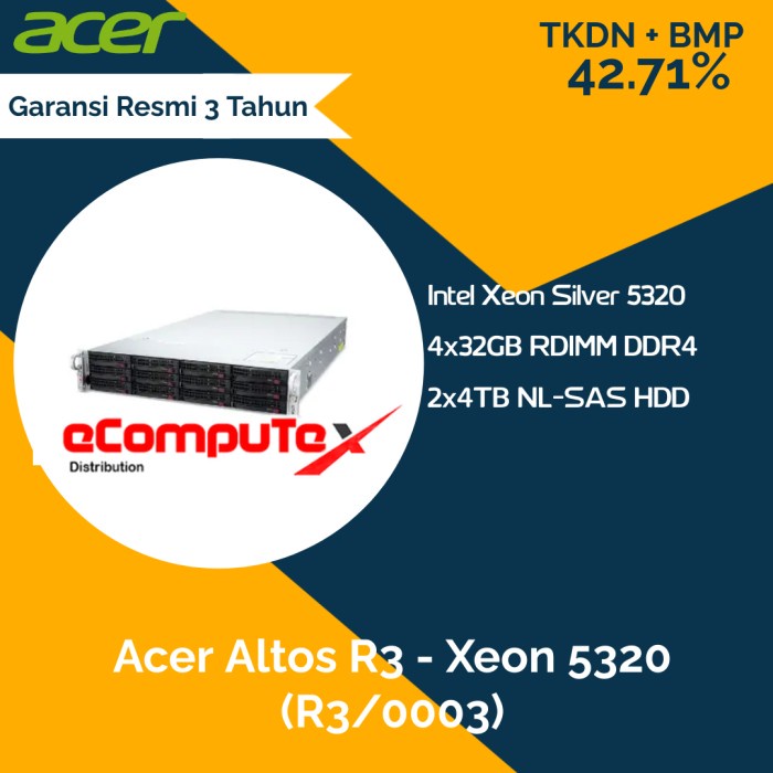Jual Server Rack Acer Altos R3 - Intel Xeon Silver 5320 (R3/0003) - TKDN | Shopee Indonesia