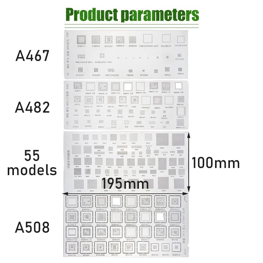 Jual 4Pcs Plat BGA Universal Cetakan Universal Cetakan IC CPU Plat Amaoe BGA / Stencil Plat BGA ...