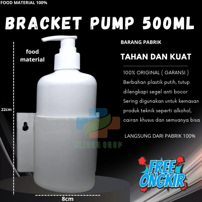 Jual BOTOL PUMP 500ML + BRACKET / BOTOL HANDSANITIZER SET / BRACKET ...