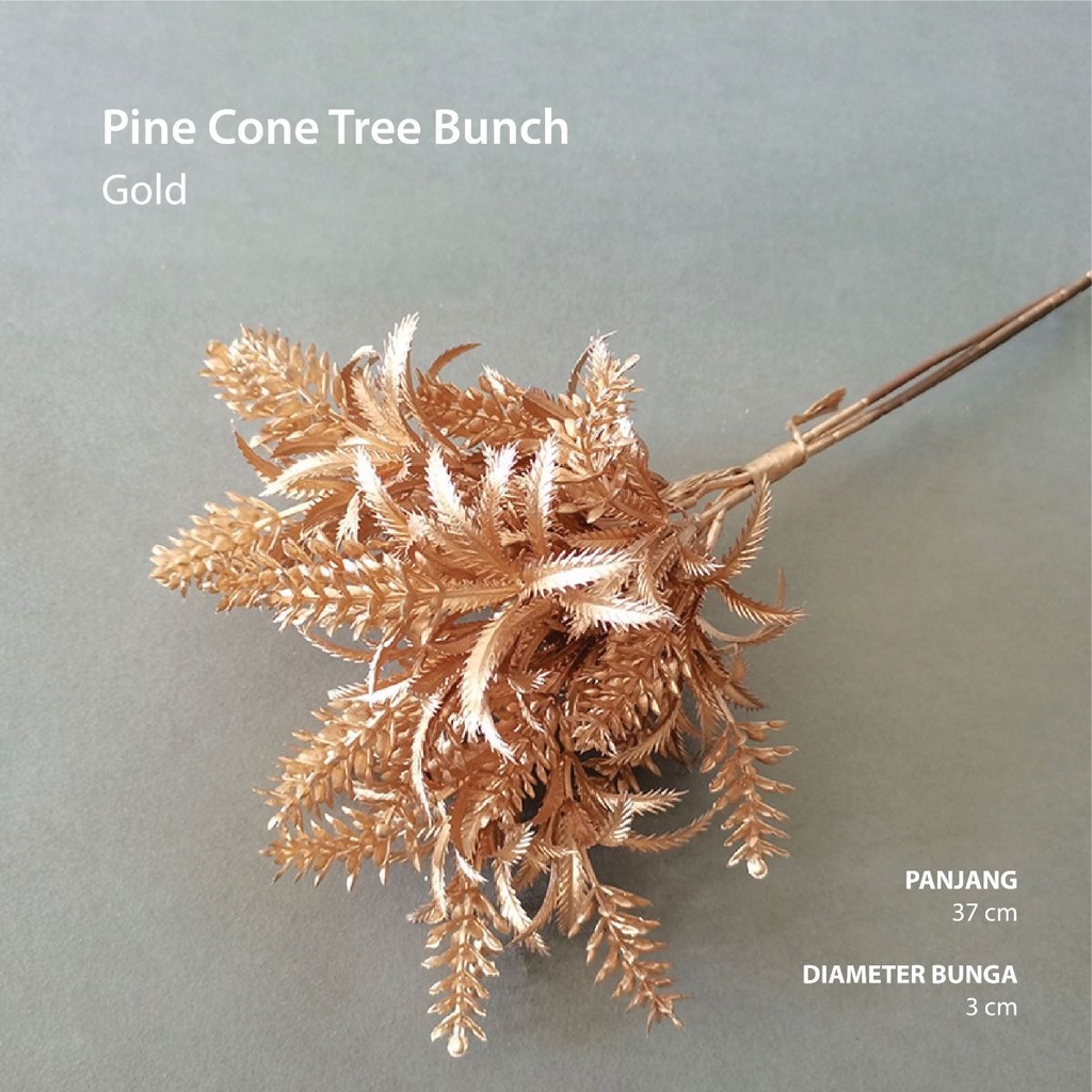 Jual Bunga Hias Emas Artificial Dekorasi Daun Dekor Bouquet Buket Pine ...