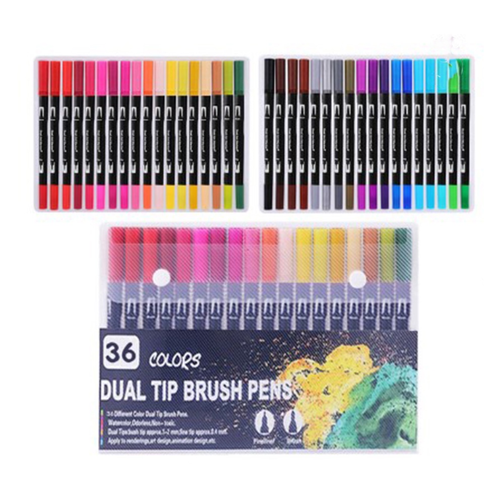 Jual Spidol Double Head Drawing Pen Fine Art Watercolor Set 36 Color ...