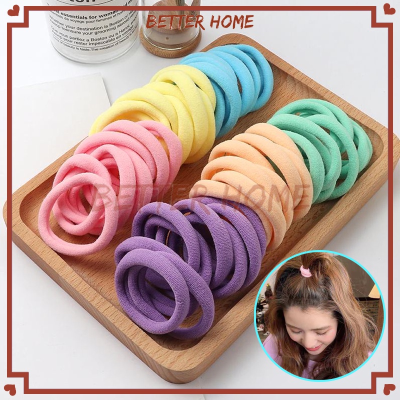 Jual Kunciran Rambut Anak Warna 50Pcs/Ikat Rambut Karet Polos Warna ...