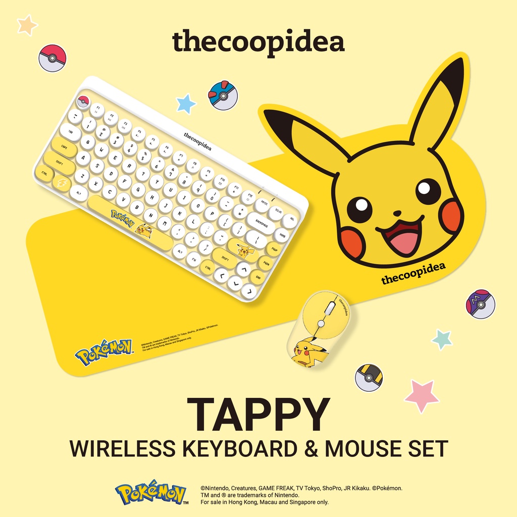 Jual Pokémon TAPPY Wireless Keyboard & Mouse Set Pikachu Eevee Snorlax ...