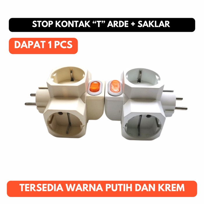 Jual Stop Kontak T + Saklar Arde Tusuk Colokan Cabang 3 Lubang Steker ...