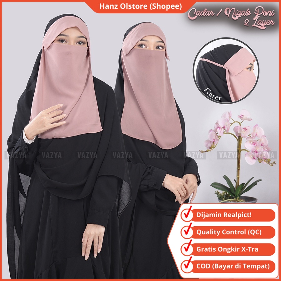 Jual Hanz Olstore Cadar Tali 2 Layer Niqab Niqob Yaman Nikab Nikob Terbaru 2024 Poni Bahan ...