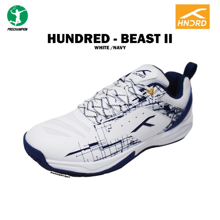 Jual Sepatu Badminton Shoes Hundred Beast II White Navy | Shopee Indonesia