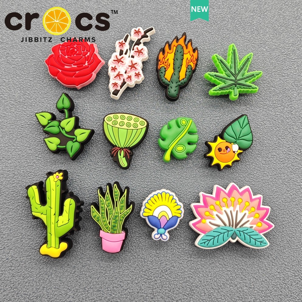 Jual Jibbitz crocs charms Green Plant Flower Series Shoe Buckle Hole ...