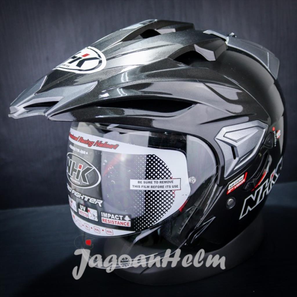 Jual NHK HELM PREDATOR CRYPTON SOLID | GUN METAL| DOUBLE VISOR | POLOS ...