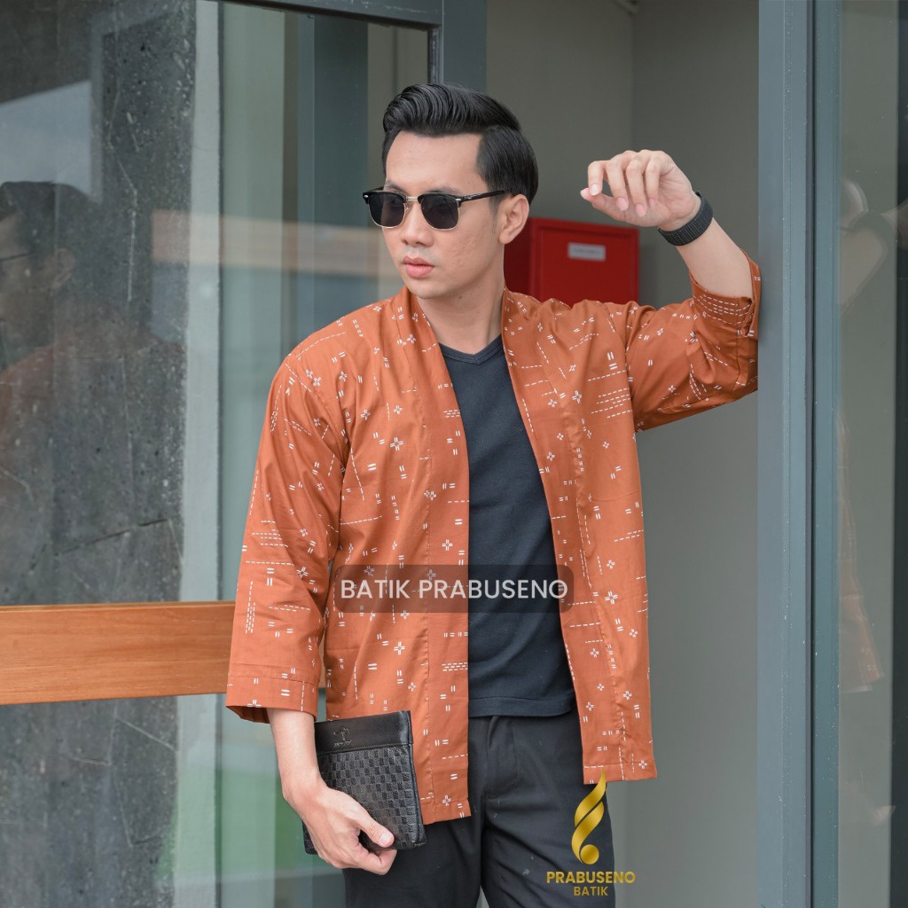 Jual Batik Prabuseno OUTER KIMONO RAYAN COKLAT Motif Elegan Seri ...