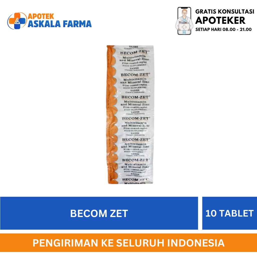 Jual Becom Zet Strip Isi 10 Kaplet Multivitamin dan Zinc | Shopee Indonesia