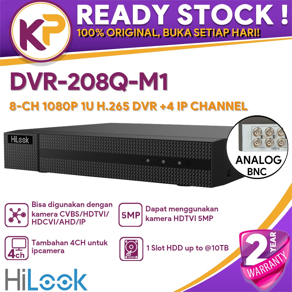Jual HILOOK DVR-208Q-M1 8-CH 1080P 1U H.265 DVR +4 IP CHANNEL UPTO 5MP ...