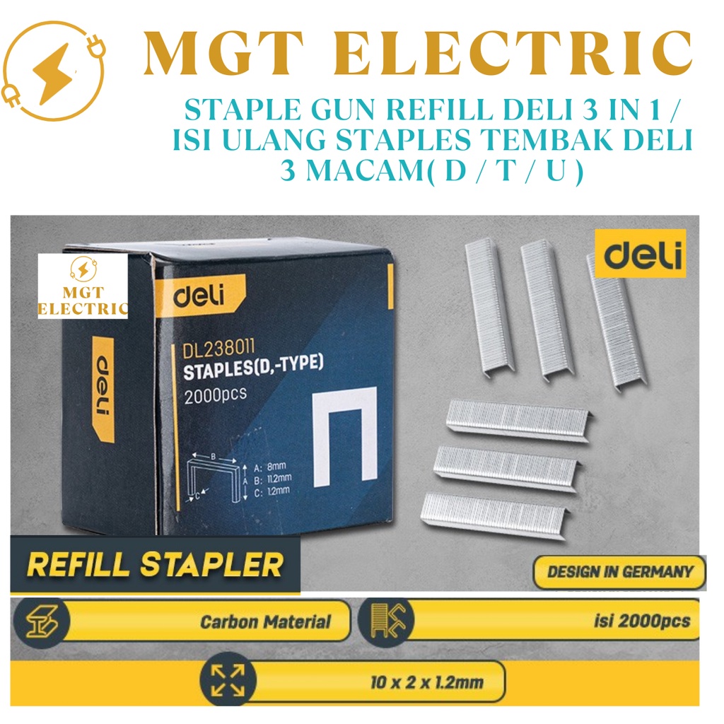 Jual Staple Gun Refill Deli 3 in 1 / Isi Ulang Staples Tembak DELI 3 ...