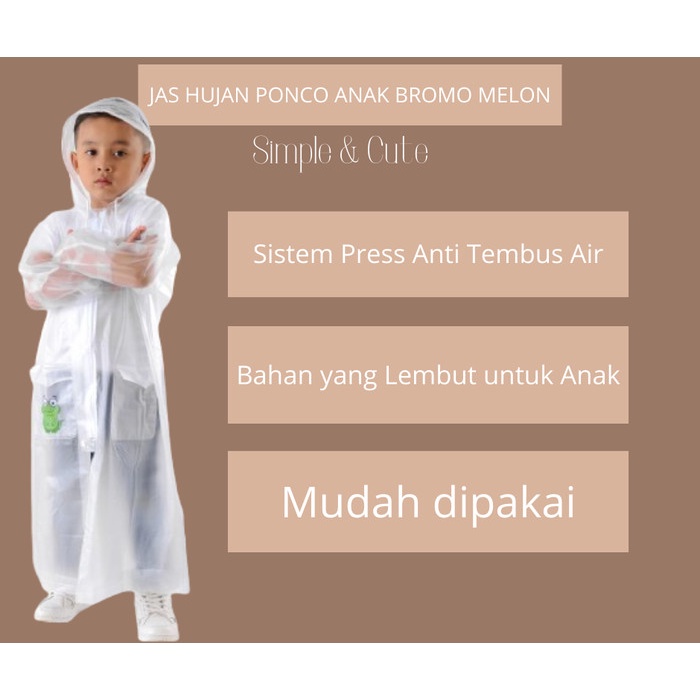 Jual Raincoat Jas Hujan Anak Ponco Gamis Transparan BMP - Putih, kuda ...