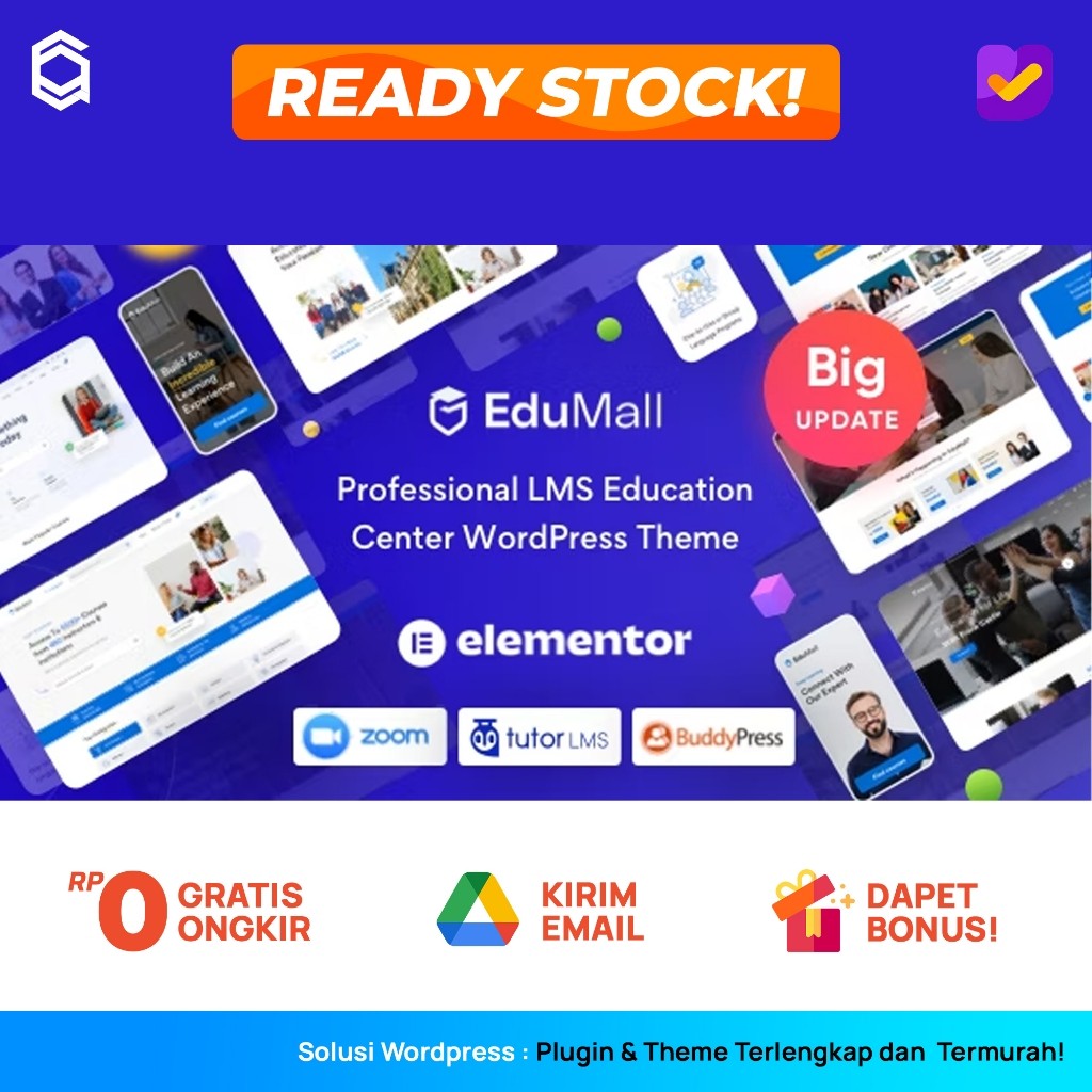 Jual EduMall Tema Sekolah Kampus Professional LMS Education Center WordPress Theme | Shopee ...