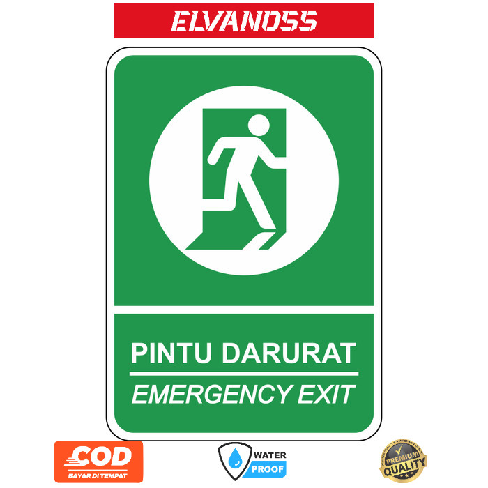 Jual STIKER RAMBU PINTU DARURAT 35CM X 50CM FREE CUSTOM DESAIN STICKER ...
