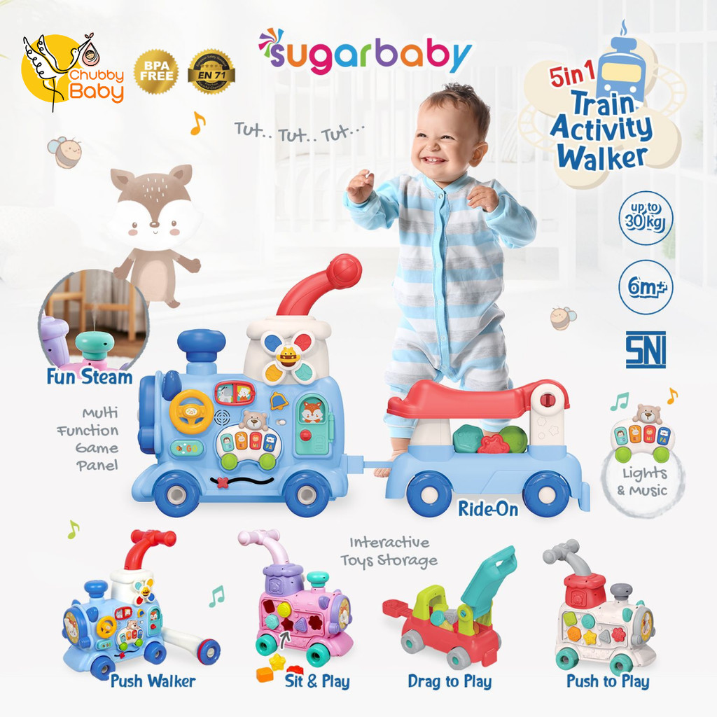 Jual Sugar Baby - Train Activity Walker 5in1 Mode | Mainan Dorong Bayi ...