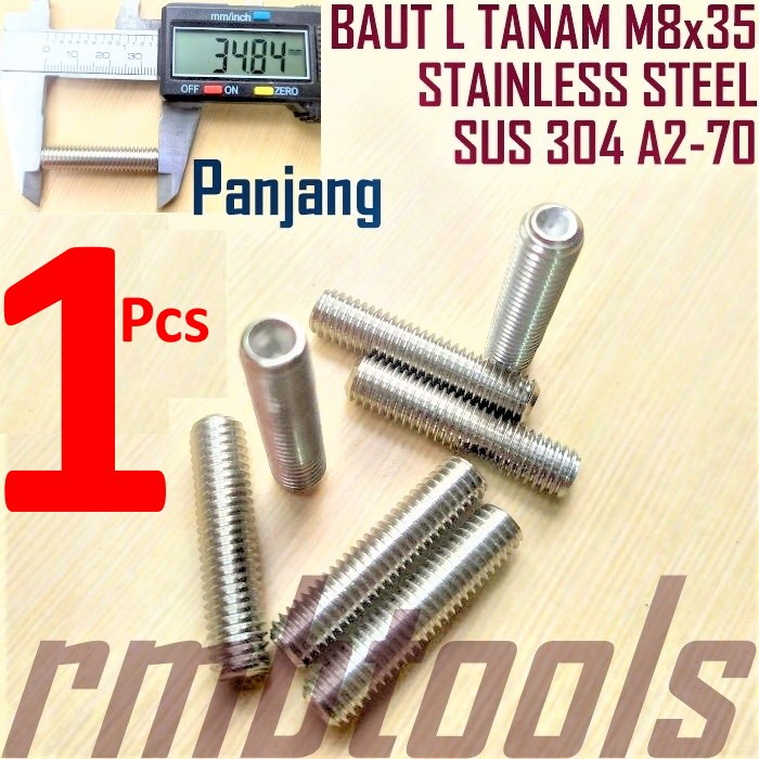 Jual M8x35 Baut L Set Tanam M8 Stainless 304 Grade A2-70 Pitch 1.25 M8 | Shopee Indonesia