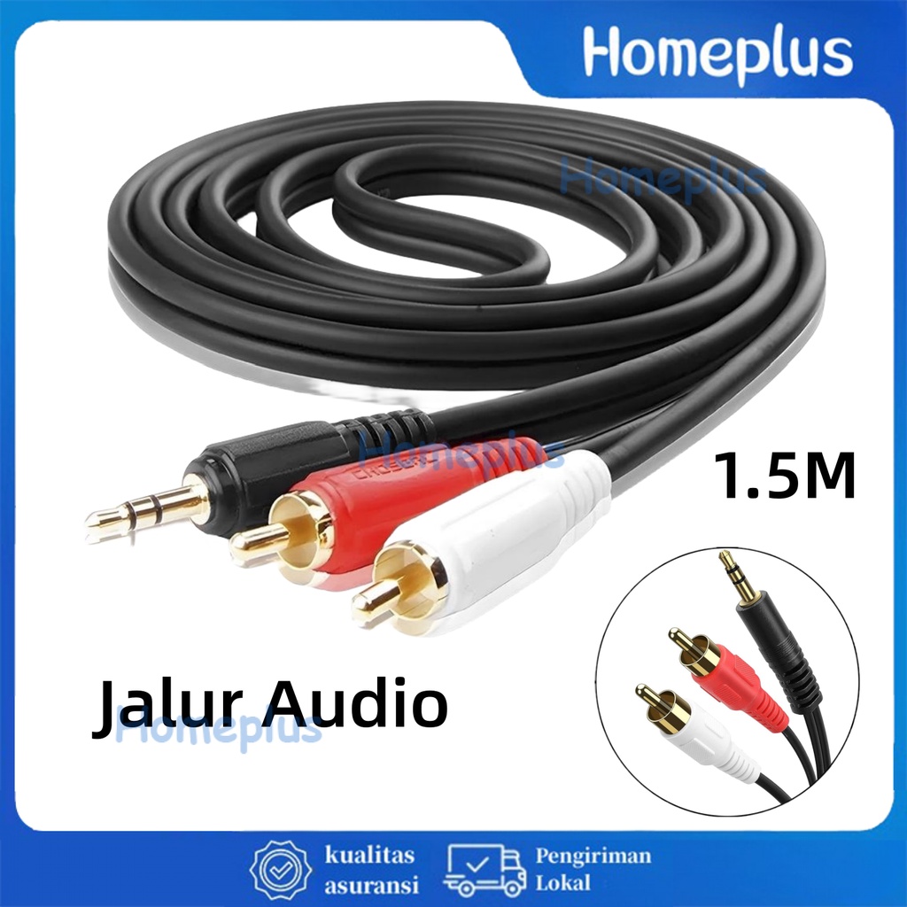 Jual HomePlus Kabel Audio RCA 1x2 Jack 3.5mm Kabel AV Kabel Aux Kepala Teratai Ganda 3,5 Hingga ...