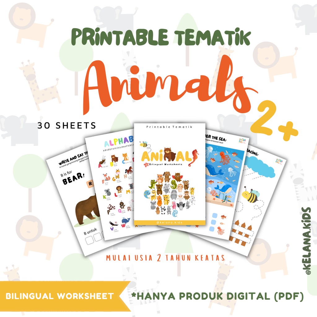 Jual KS Printable & Worksheet Lembar Kerja Anak Usia 4-5 Tahun TK PAUD ...