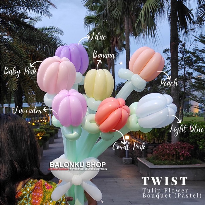 Jual Bucket Balon Twist Flower Bouquet Bunga Tulip / Balloon Bouquet ...