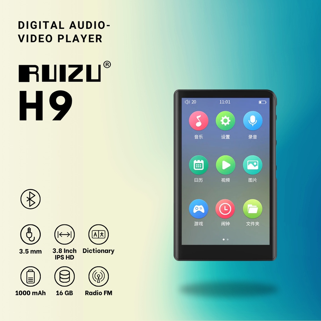 Jual RUIZU Digital Audio Player H9 Bluetooth HiFi MP4 Touchscreen 16GB ...