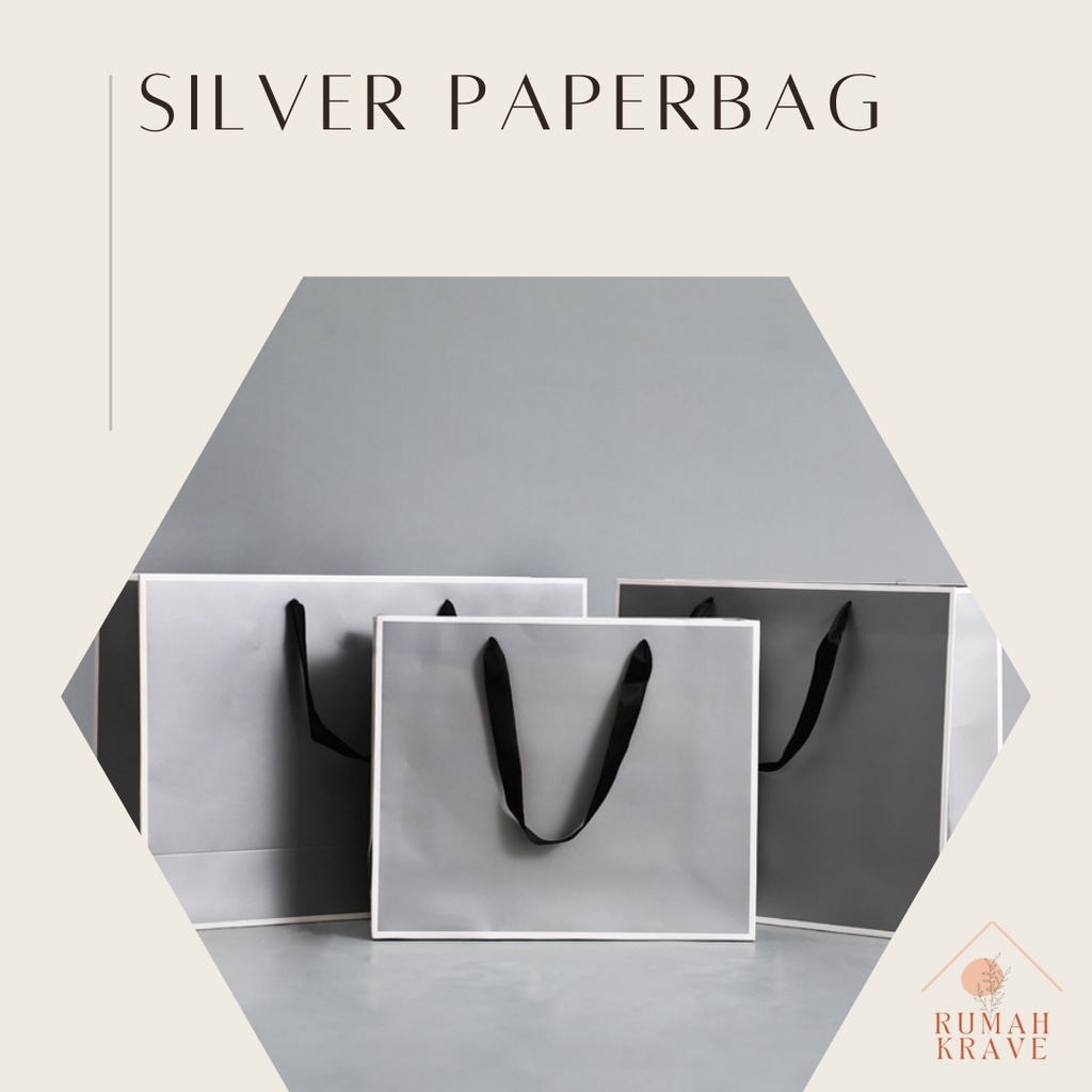 Jual RUMAH KRAVE - Silver Paperbag Tas Kado Hadiah Abu-abu Putih ...