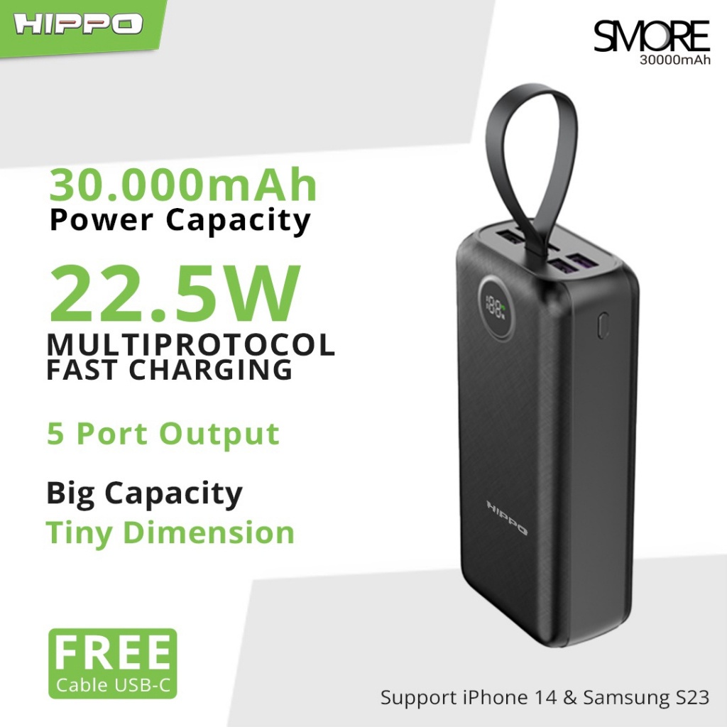 Jual [ PB HIPPO SMORE ]- Hippo PowerBank Smore PD 22,5W 10000mAh 20000 ...