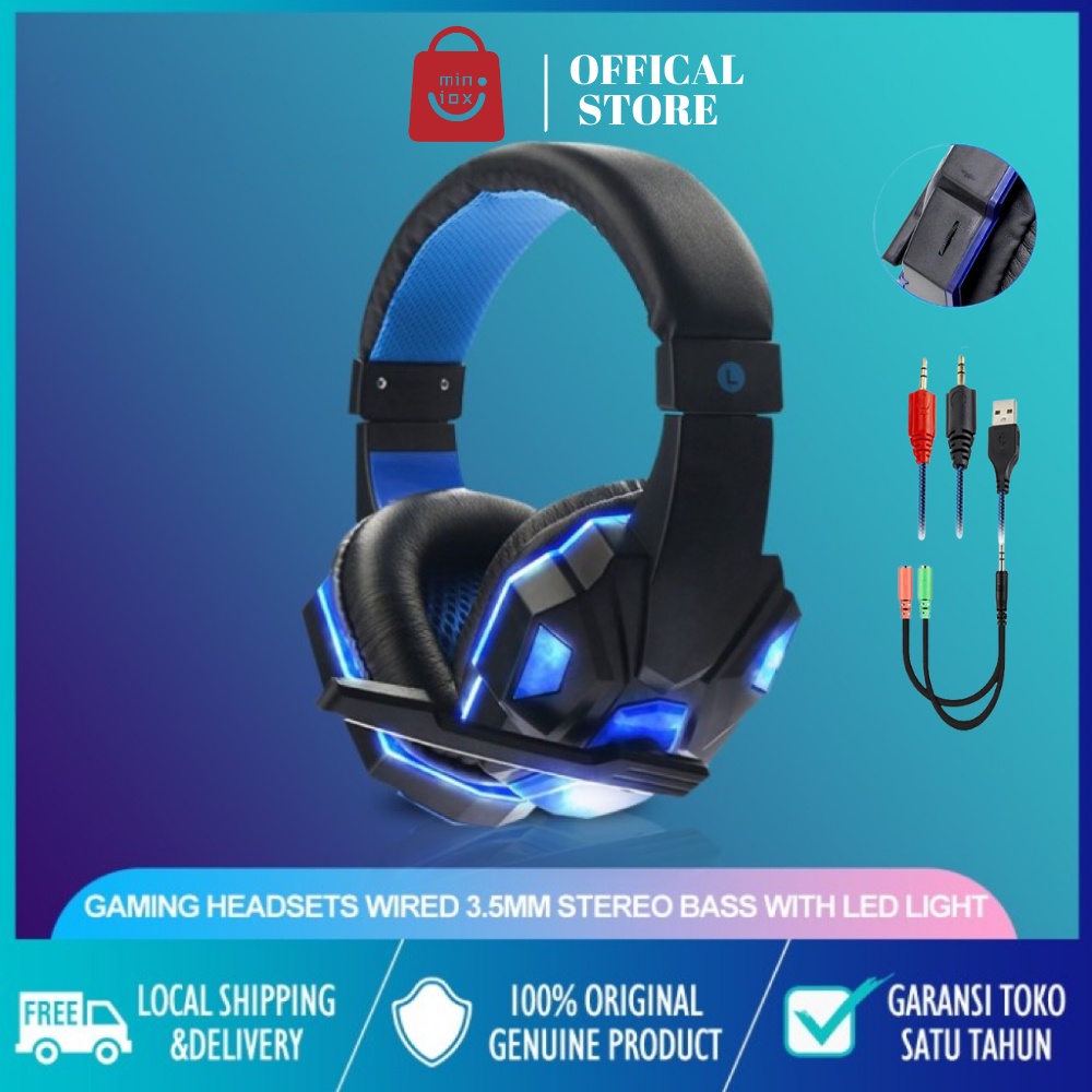 Jual Headset gaming headphone bass Led light cancelling kable+mic | Shopee Indonesia