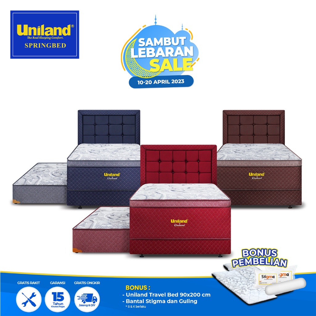 Jual Uniland Springbed 2 in 1 Diamond Plushtop 120 X 200 - Kasur Spring ...