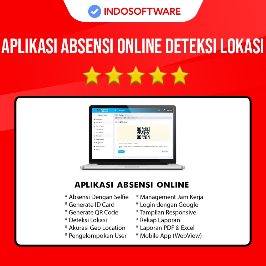 Jual SOURCE CODE APLIKASI ABSENSI ONLINE DETEKSI LOKASI VERIFIKASI FOTO SELFIE USER ABSEN ...