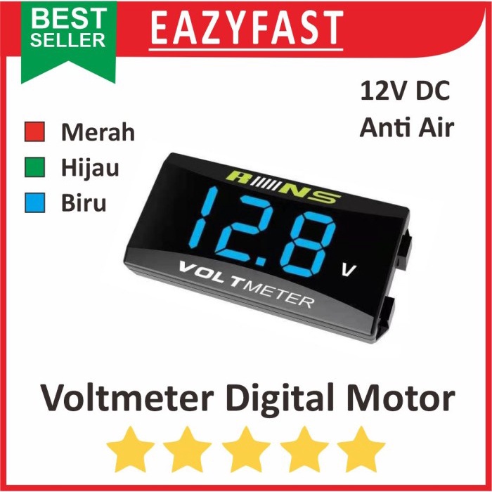 Jual Voltmeter Digital LED Motor Mobil Volt meter Baterai Aki Anti Air ...