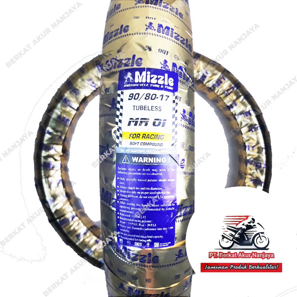 Jual Mizzle MR01 90/80-17 Ban Motor Soft Compound Tubeless BONUS Pentil ...